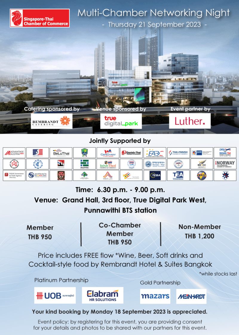Singapore-Thai Multi-chamber Networking / Thursday 21 September 2023 - Danish-Thai Chamber Of ...